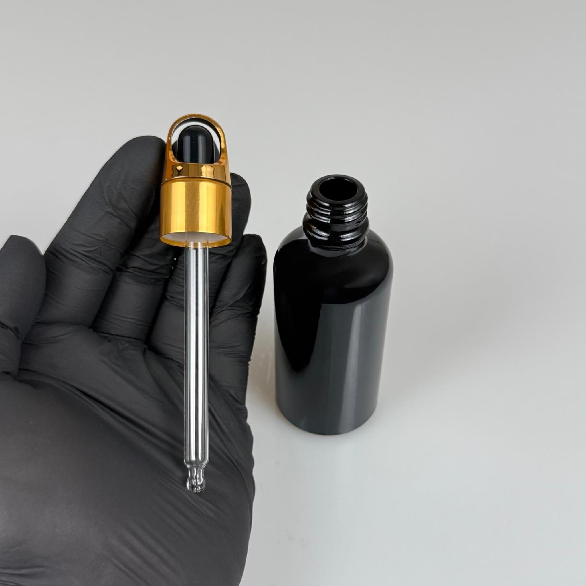 50 CC SİYAH CAM DAMLALIKLI ŞİŞE - SİYAH EMZİK - GOLD FLOWER SEPET MODEL ...