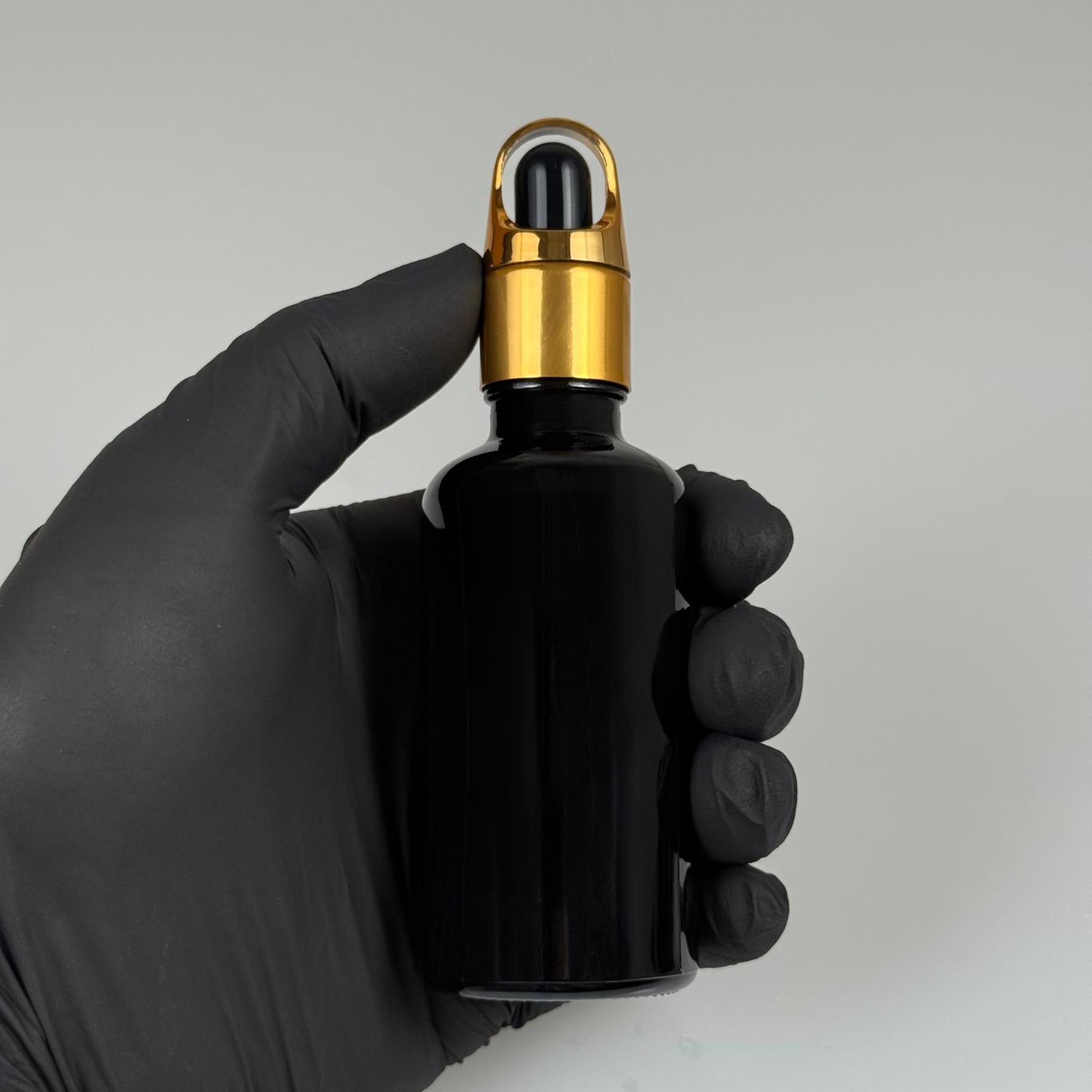 50 CC SİYAH CAM DAMLALIKLI ŞİŞE - SİYAH EMZİK - GOLD FLOWER SEPET MODEL ...